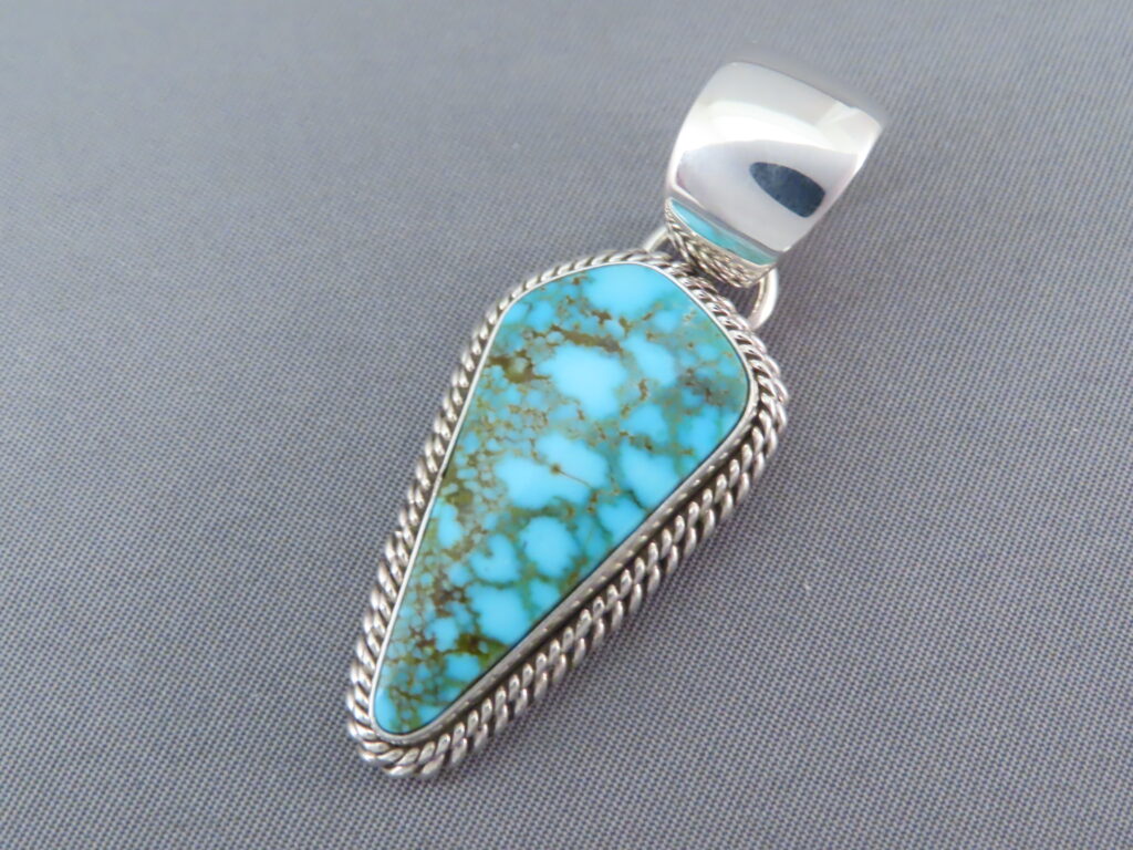 Kingman Turquoise Pendant, Navajo Jewelry - Artie Yellowhorse