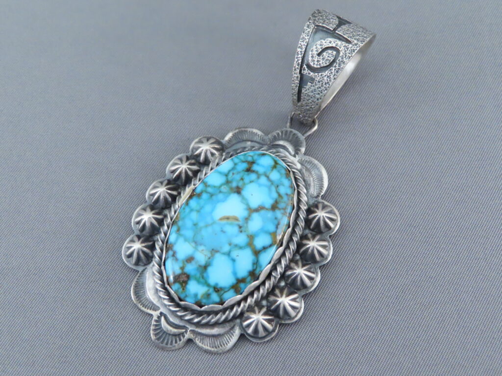 Sterling Silver & Kingman Turquoise Pendant - Navajo Jewelry