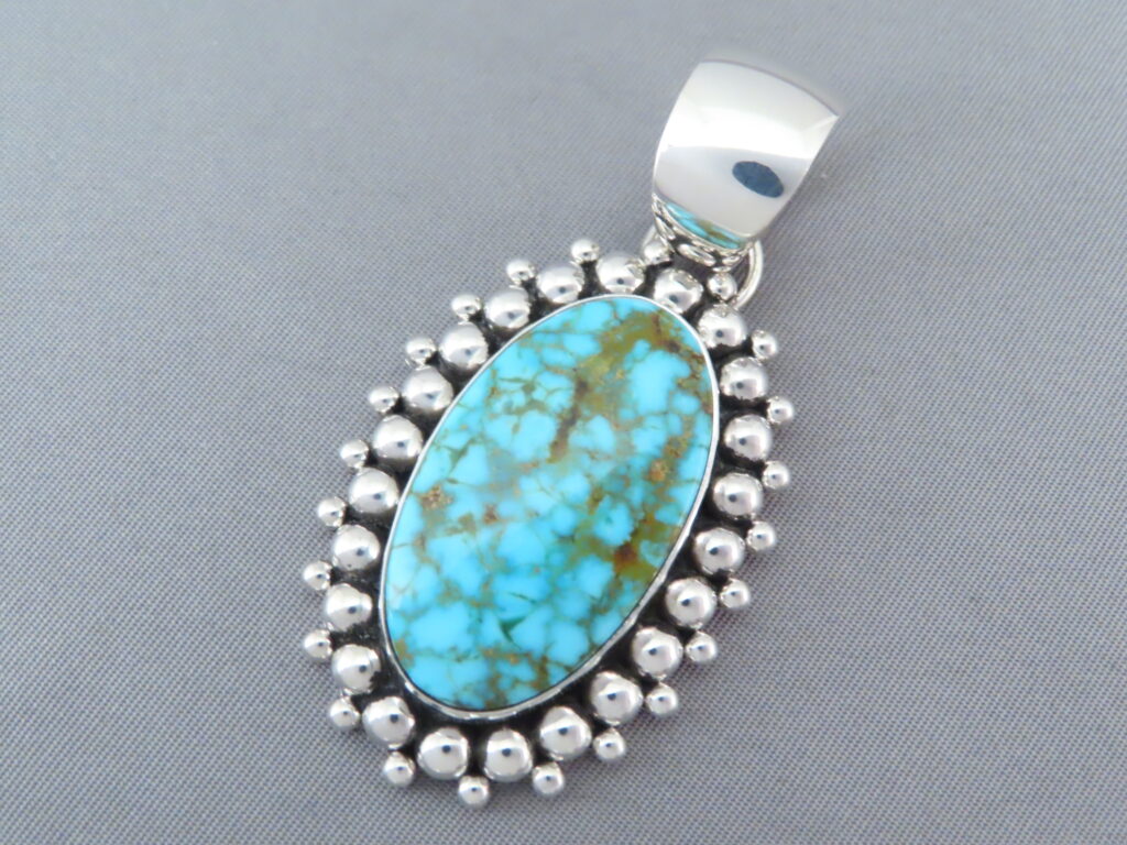 Artie Yellowhorse Turquoise Pendant - Kingman Turquoise