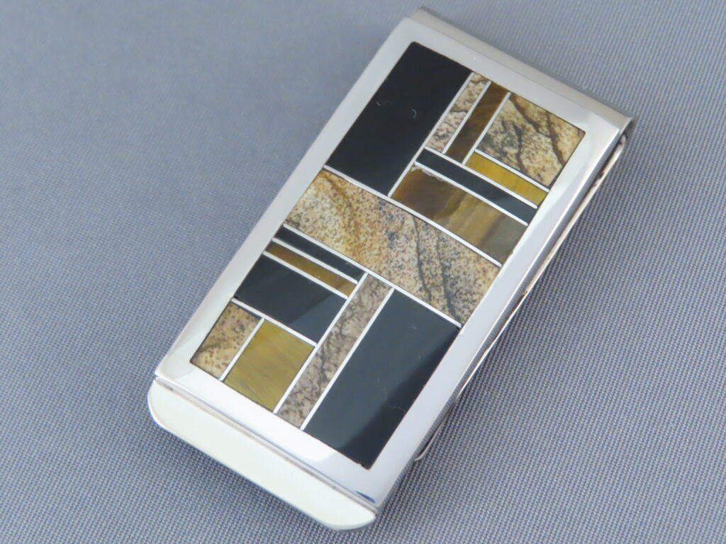 Multi-Stone Inlay Money Clip - Native American Inlay Jewelry - Money Clip