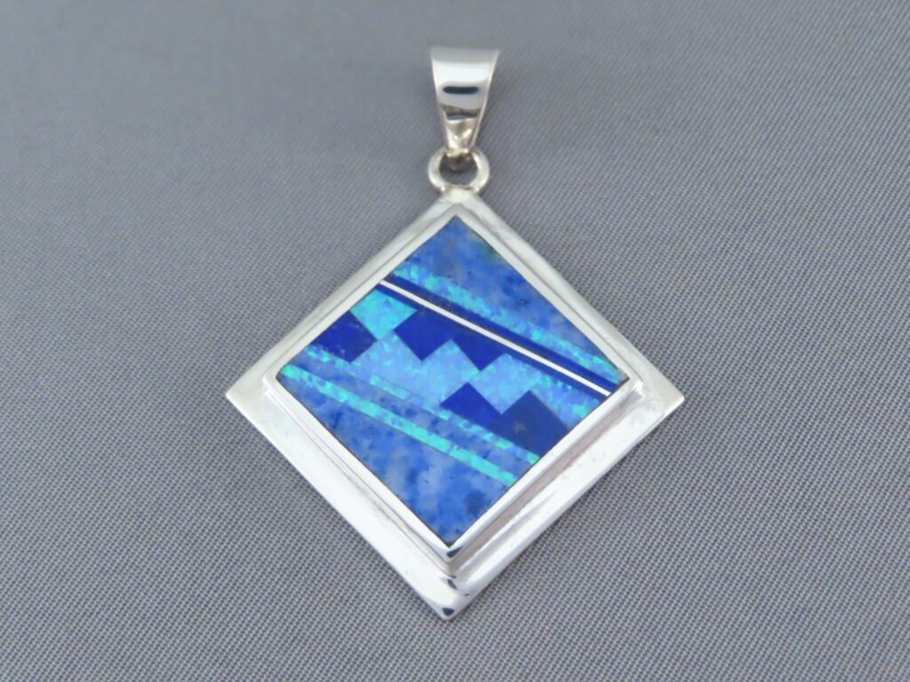 LOVELY Lapis & Opal Inlay Pendant - Native American Jewelry - Inlay