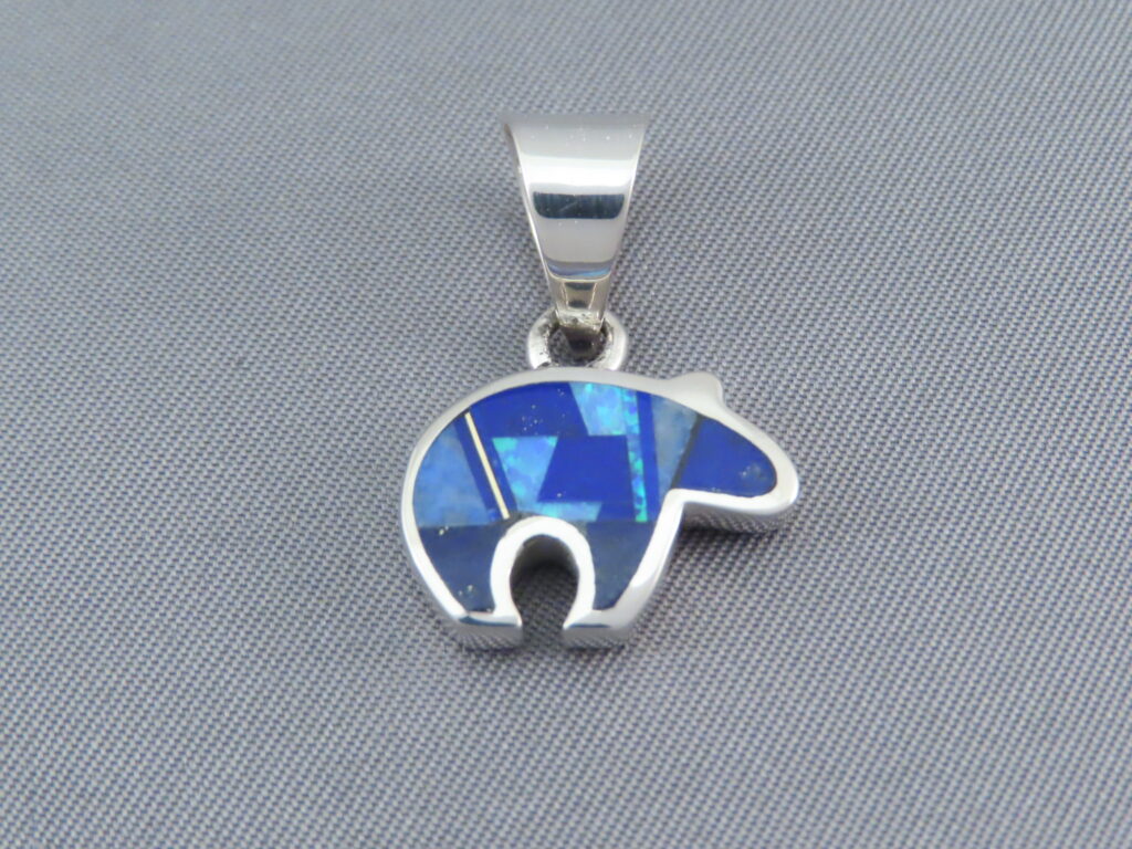 Small Lapis & Opal Inlay Bear Pendant | Native American Jewelry - Inlay ...