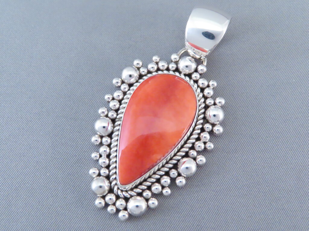 Artie Yellowhorse Spiny Oyster Shell Pendant - Navajo Jewelry