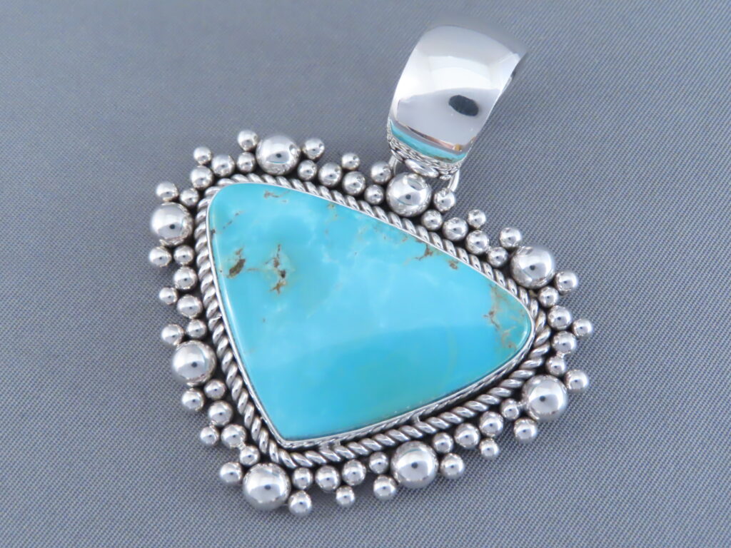 Candelaria Turquoise Pendant - Jewelry by Artie Yellowhorse - Turquoise