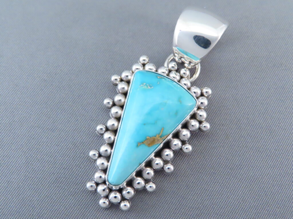 Blue Gem Turquoise Pendant - Artie Yellowhorse Jewelry - Native American