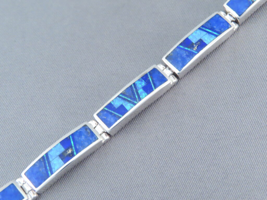 Lovely Lapis & Opal Inlay Link Bracelet - Native American Jewelry