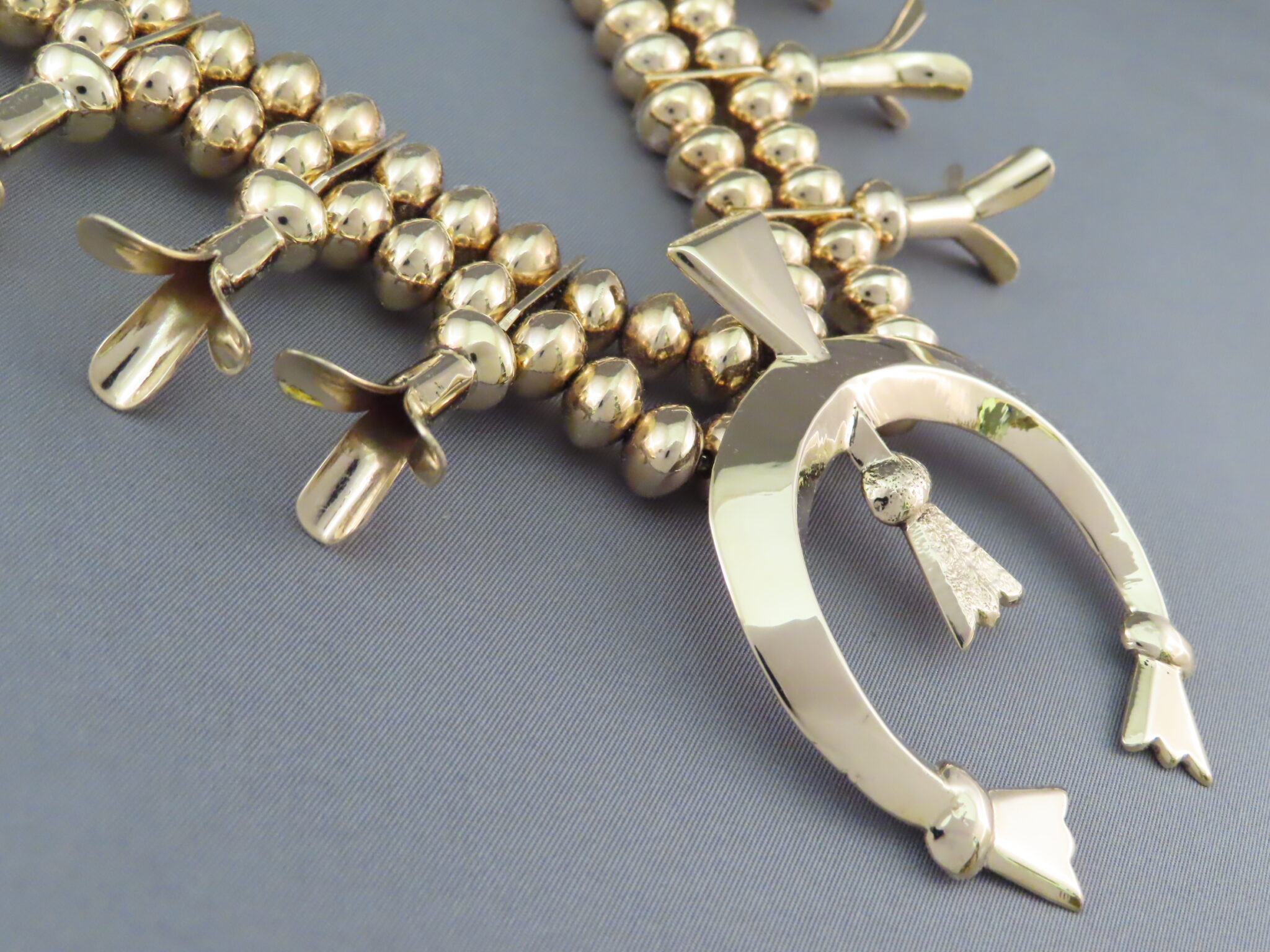 Gold Squash Blossom Necklace by Harrison Jim - Navajo Jewelry