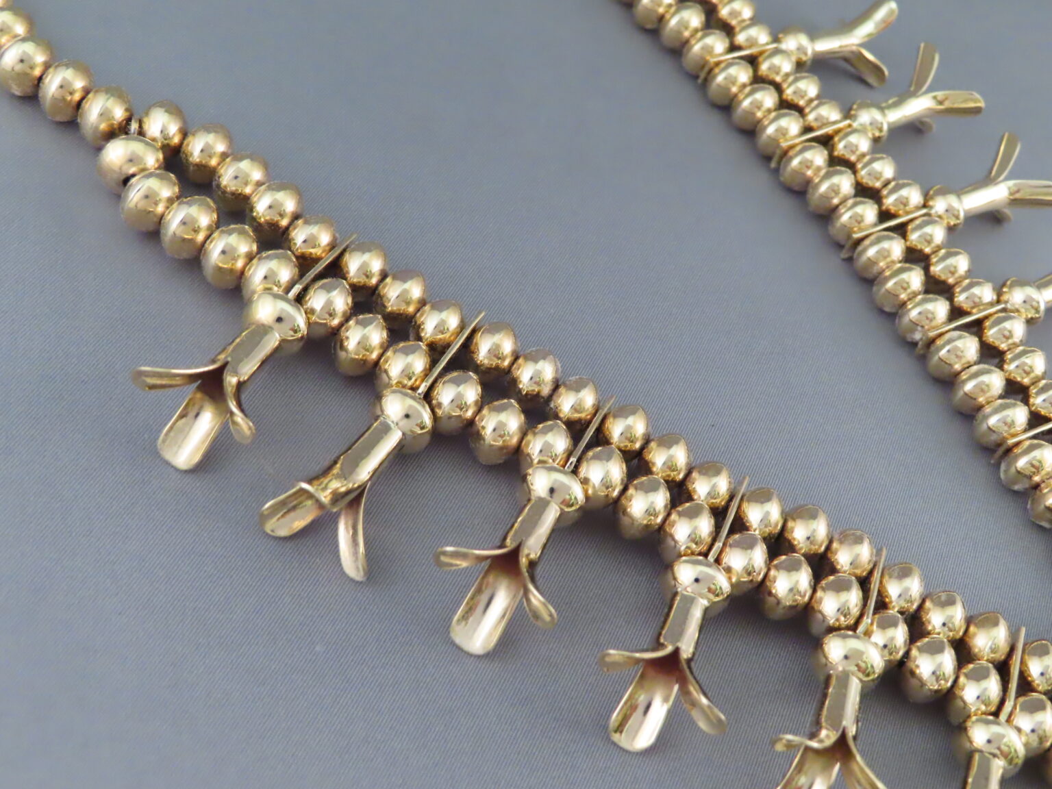 Gold Squash Blossom Necklace by Harrison Jim - Navajo Jewelry