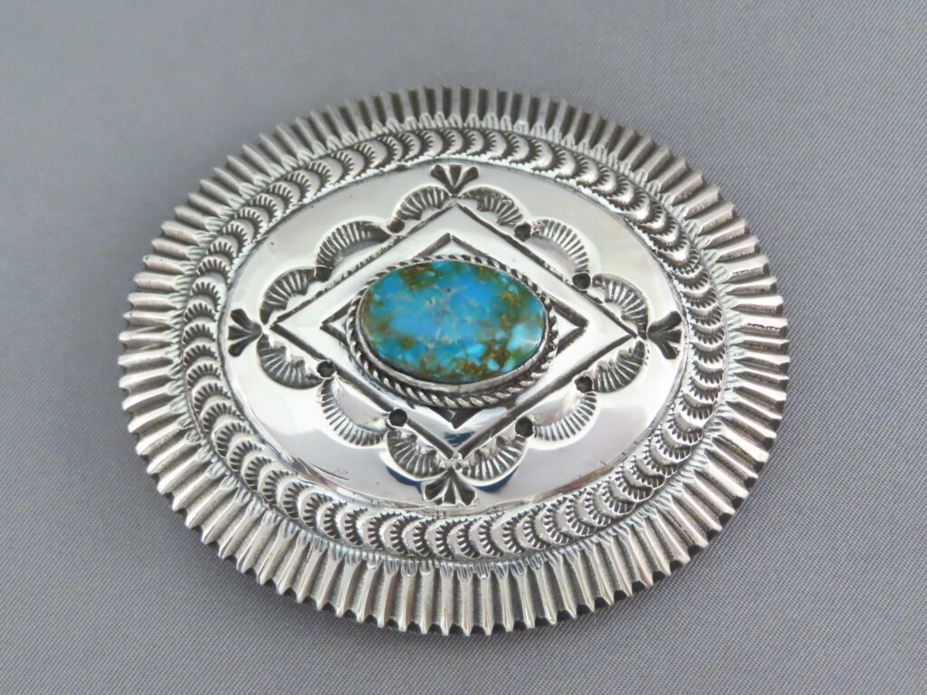 Kingman Turquoise Belt Buckle - Navajo Jewelry - Turquoise Buckle