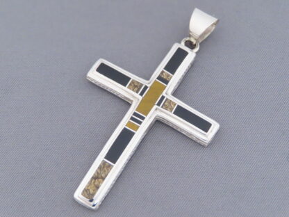 Cross Pendant - Multi-Stone Inlay Cross Pendant - Navajo Jewelry