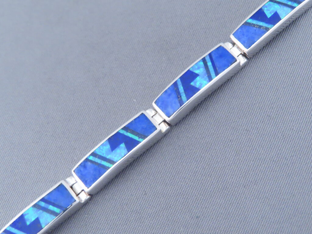 Lovely Lapis & Opal Inlay Link Bracelet - Native American Jewelry