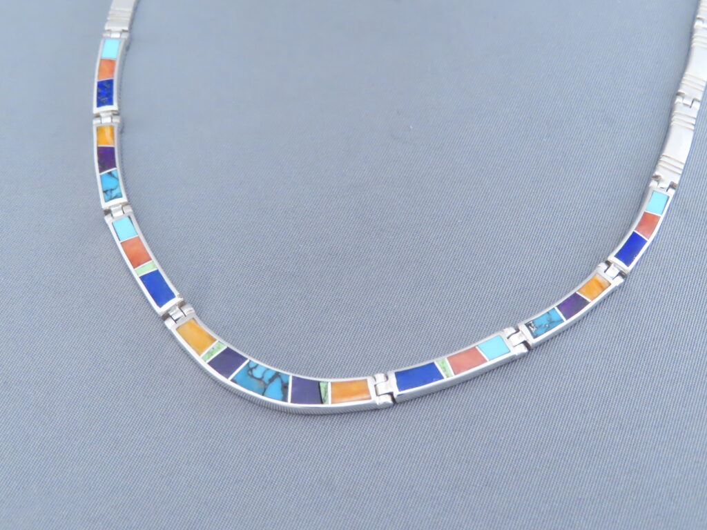 Multi-Color Inlay Necklace - Navajo Jewelry - Inlay Necklace Jewelry